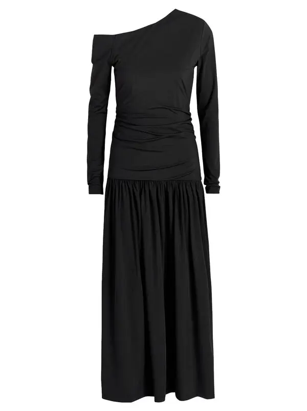 RÓHE Gathered Stretch-jersey Midi Dress - Black