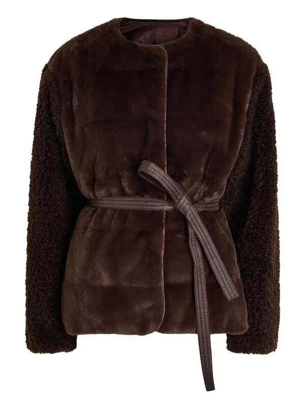 Moncler Jouillat Quilted Faux Fur Jacket - Taupe
