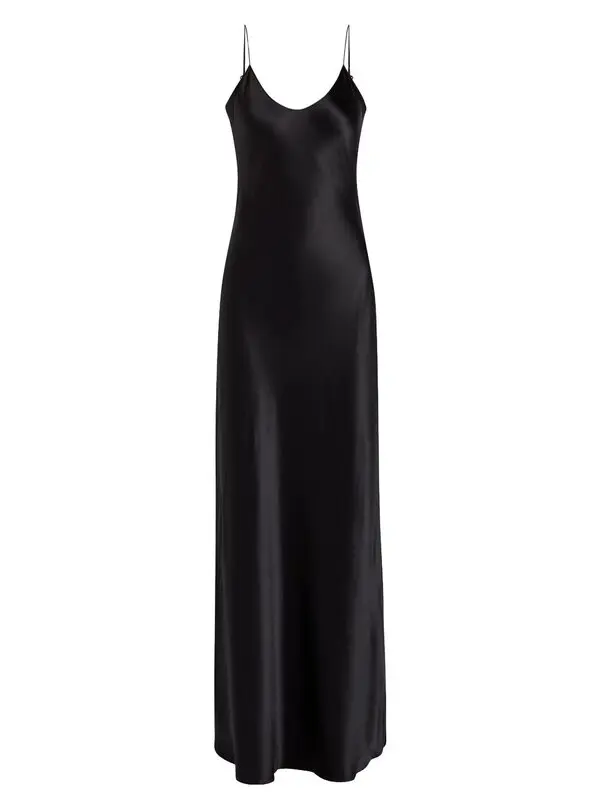 NILI LOTAN Silk V-neck Gown - Black