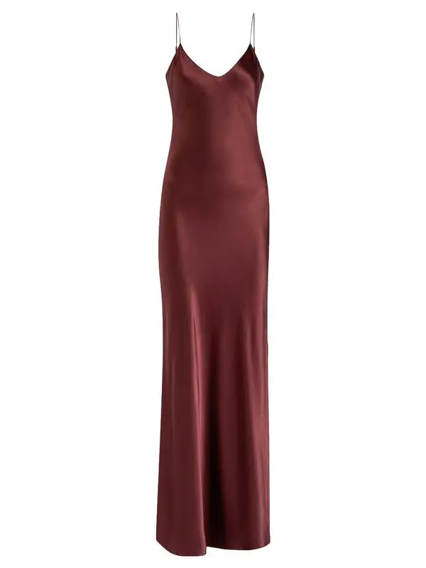 NILI LOTAN Silk V-neck Gown - Red