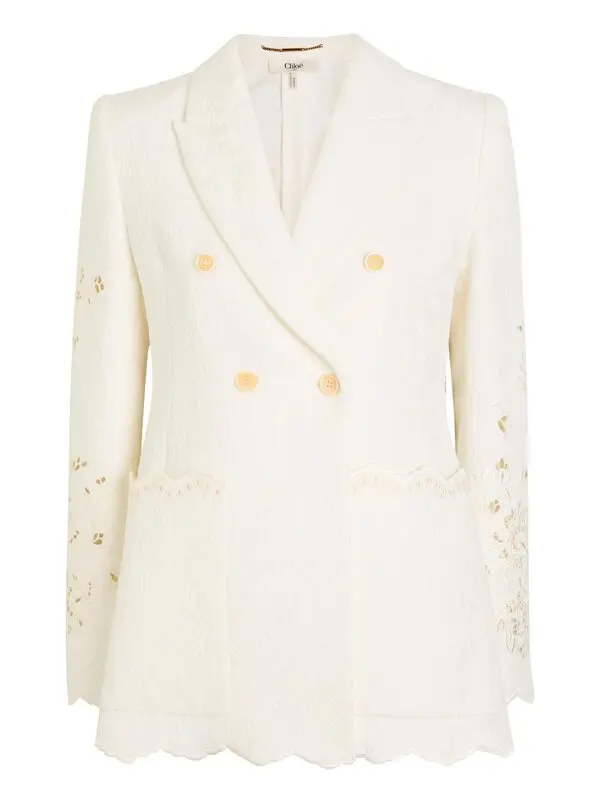 Chloé Floral-jacquard Cotton-blend Blazer - White