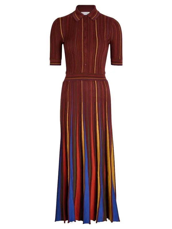 Gabriela Hearst Calypso Striped Wool Midi Shirt Dress - Brown Other