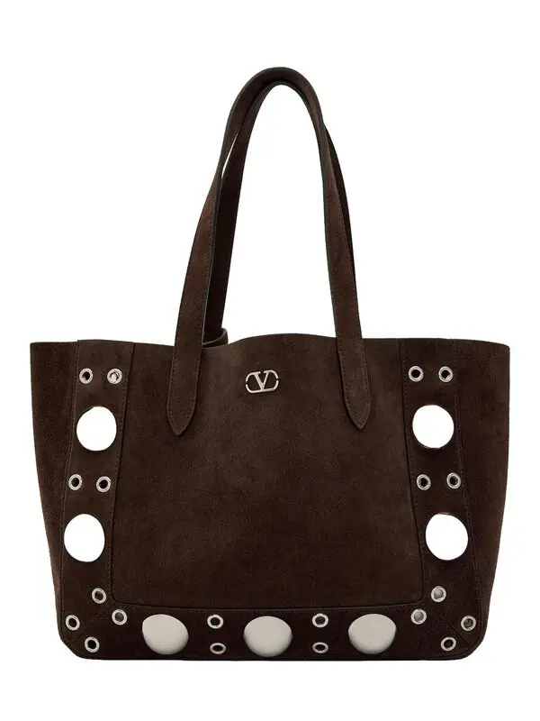 Valentino Garavani Nellcôte Medium Studded Tote - Chocolate