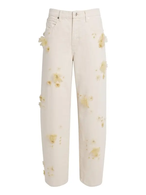 FRAME Embellished Low-slung Barrel Jeans - Beige