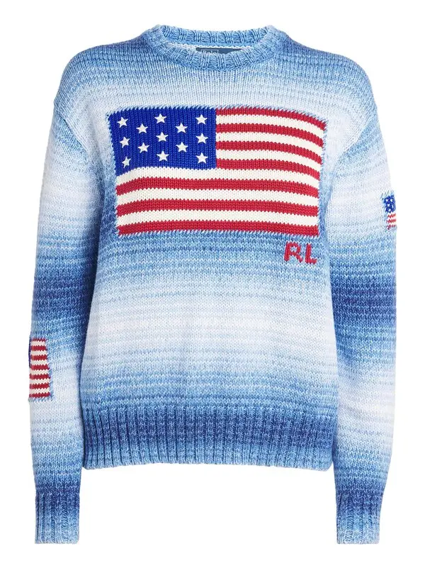 Polo Ralph Lauren Cotton Ombré Flag Sweater - Blue