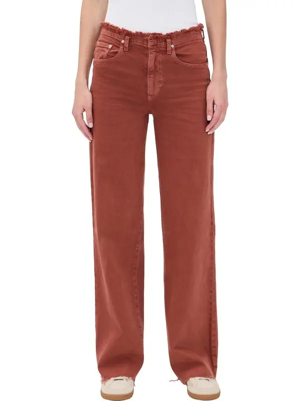 LE JEAN Fray Waist Column Jeans - Sandwashed Spice