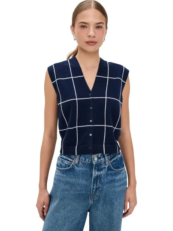 Simkhai Rozzi Plaid Cashmere Vest - Midnight Plaid