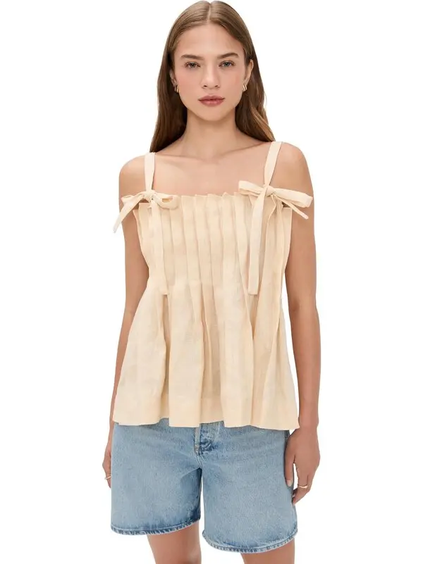 VRG GRL Yasmin Linen Top - Custard