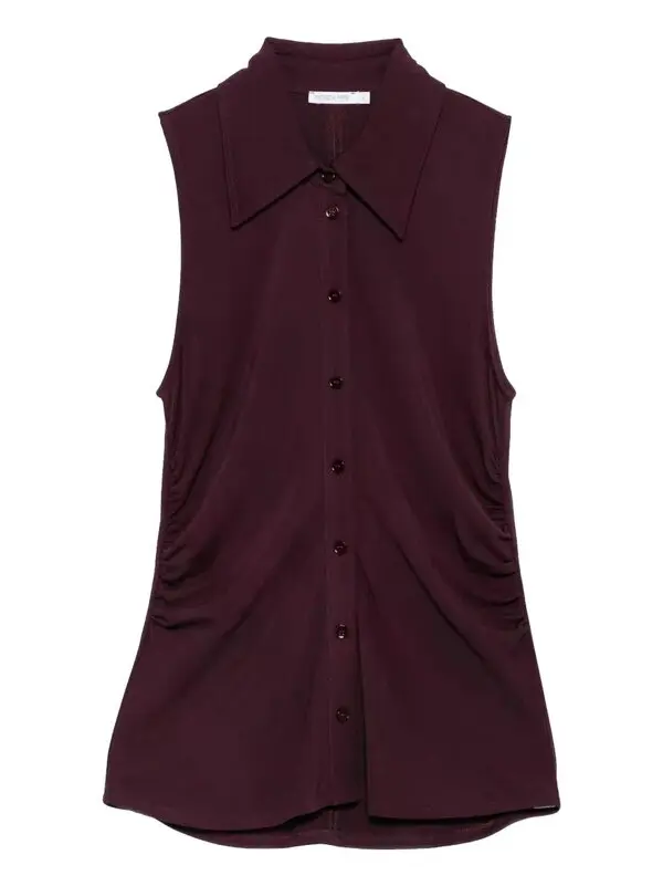 Patrizia Pepe Sleeveless Ruched Shirt - Purple
