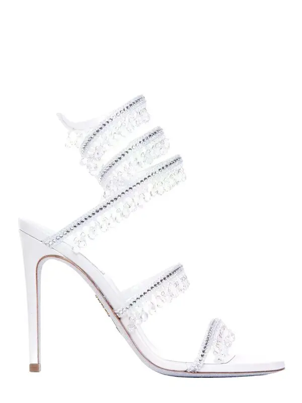 Rene Caovilla 105mm Leather Sandals - White