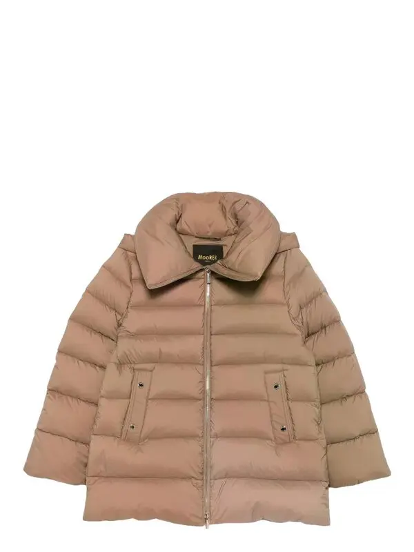 MOORER Quilted Hooded Jacket - Brown