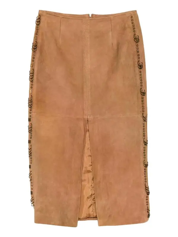 Patrizia Pepe Suede Midi Skirt - Brown