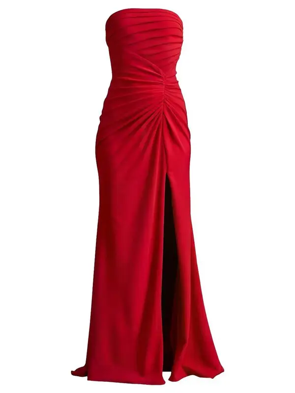 Tadashi Shoji Pleated Crepe Maxi Dress - Red