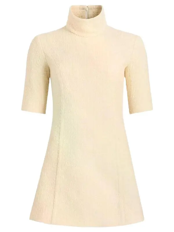 PATOU High-neck Tweed Mini Dress - Neutrals