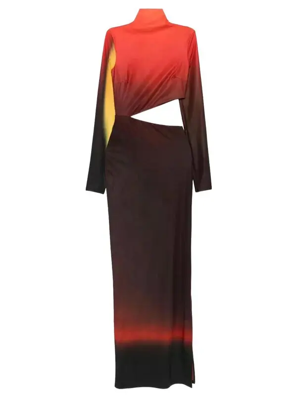 Patrizia Pepe Gradient-print Cut-out Dress - Red