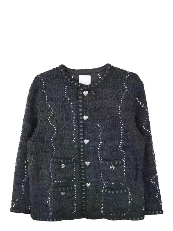 Readymade Tweed Jacket With Heart-shaped Buttons - Black