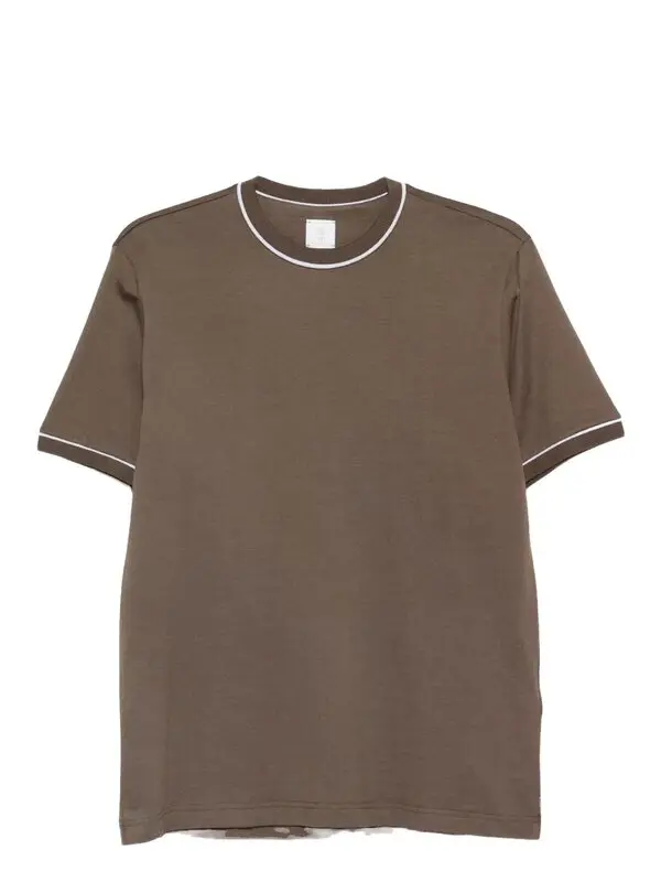 Eleventy Contrasting-trim T-shirt - Brown