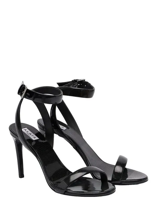 Alaïa Chain Trompe L'oeil Patent Leather Sandals - Black