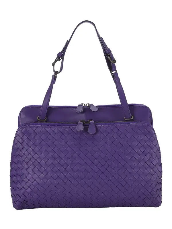 Bottega Veneta Intrecciato Leather Shoulder Bag - Purple