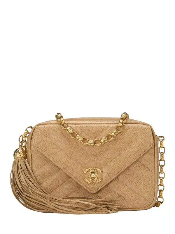 Chanel Chevron Envelope Bag - Beige