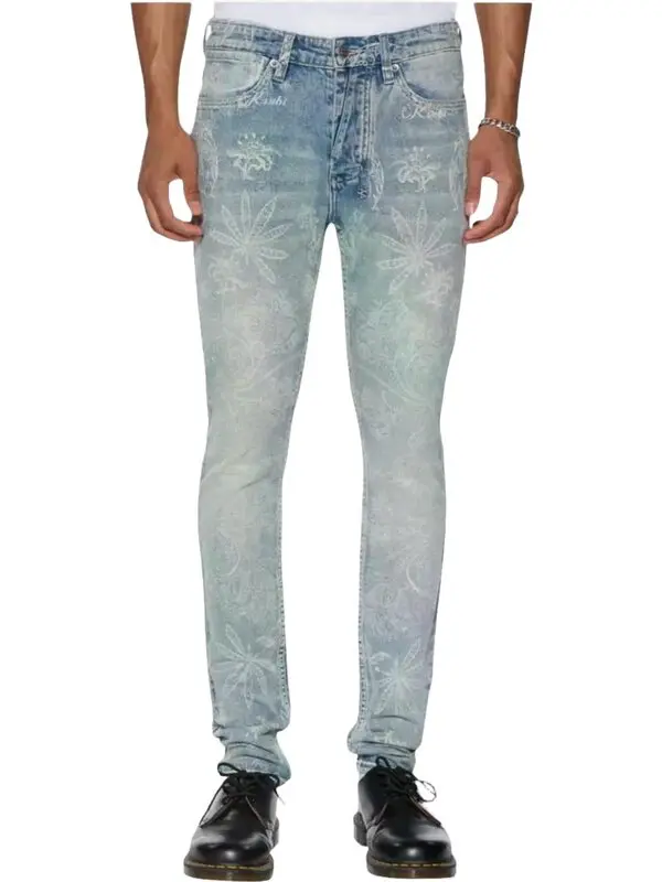 Ksubi Van Winkle Floral-jacquard Jeans - Blue