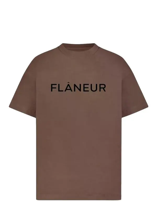 FLANEUR Logo-print Cotton T-shirt - Brown
