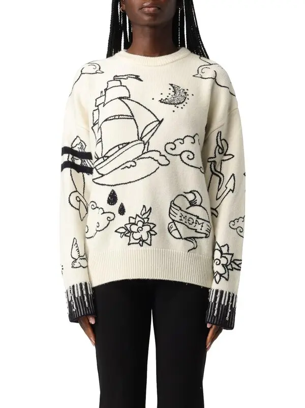 Pinko Graphic Sweater - White