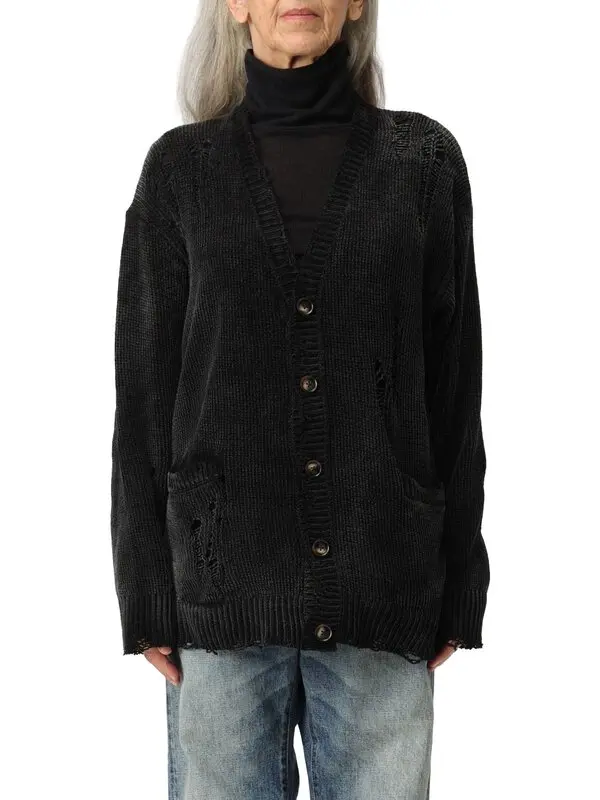 R13 Distressed Knit Cardigan - Black