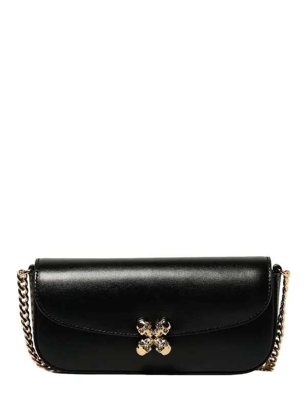 Alexander McQueen Skull Flower Leather Bag - Black
