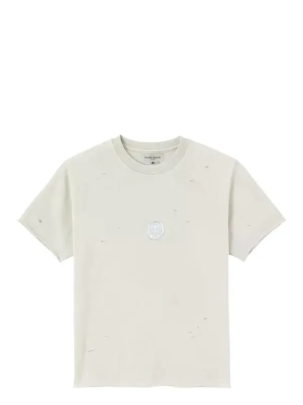UNTITLED ARTWORKS Distressed-effect Logo-patch T-shirt - Neutrals
