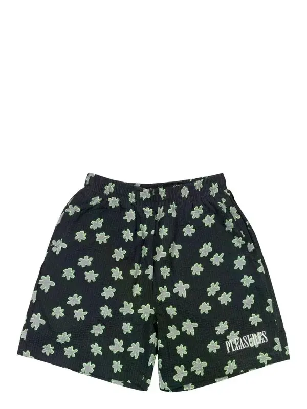 PLEASURES Floral Seersucker Deck Shorts - Black