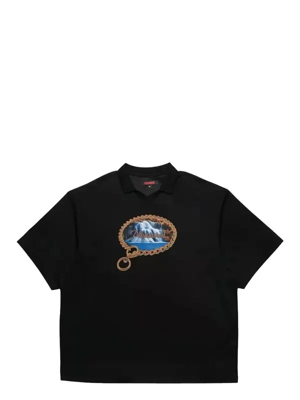 PLEASURES Logo-print T-shirt - Black