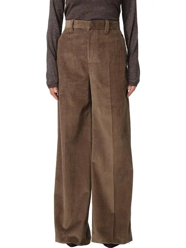Brunello Cucinelli Wide Leg Corduroy Trousers - Dark