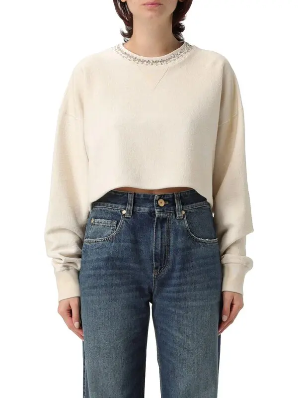 Golden Goose Cropped Crewneck Sweatshirt - Ice