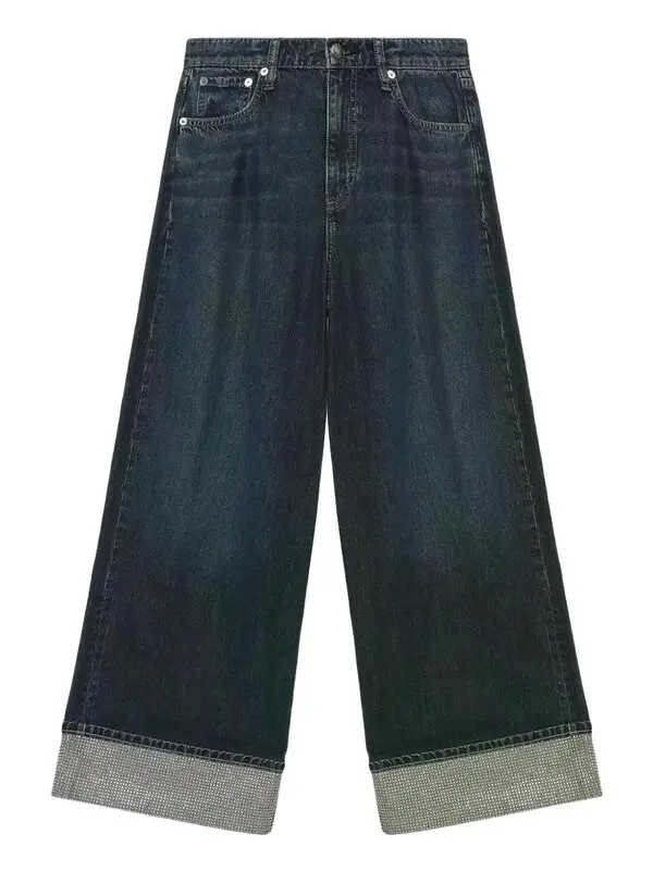Rag & Bone Sofie Embellished-cuff Wide-leg Jeans - Blue