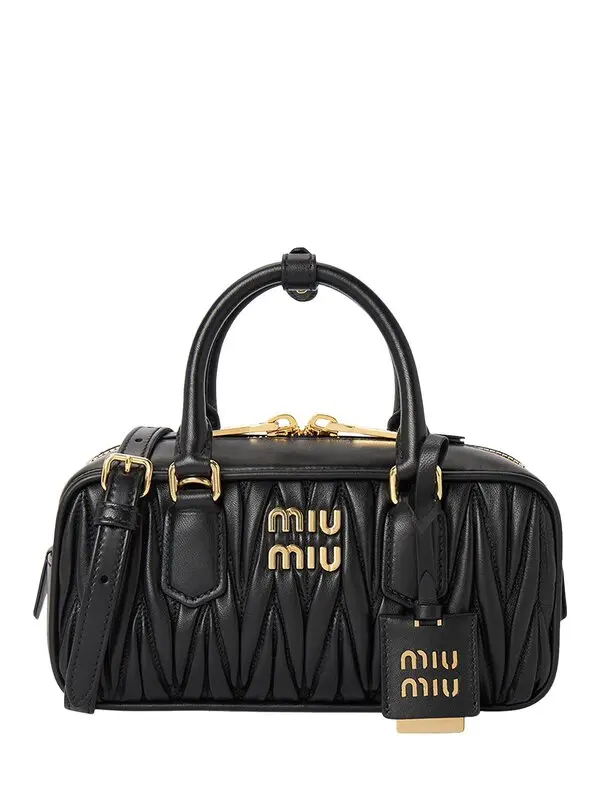 Miu Miu Arcadie Matelassé Nappa Leather Bag - Black