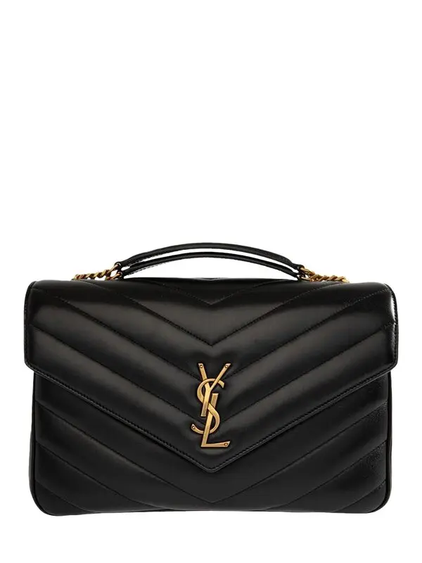 Saint Laurent Loulou Foldover Top Large Shoulder Bag - Black
