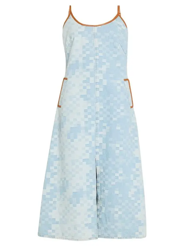 Ramy Brook Luna Checkered Denim Midi Dress - Indigo Checkered
