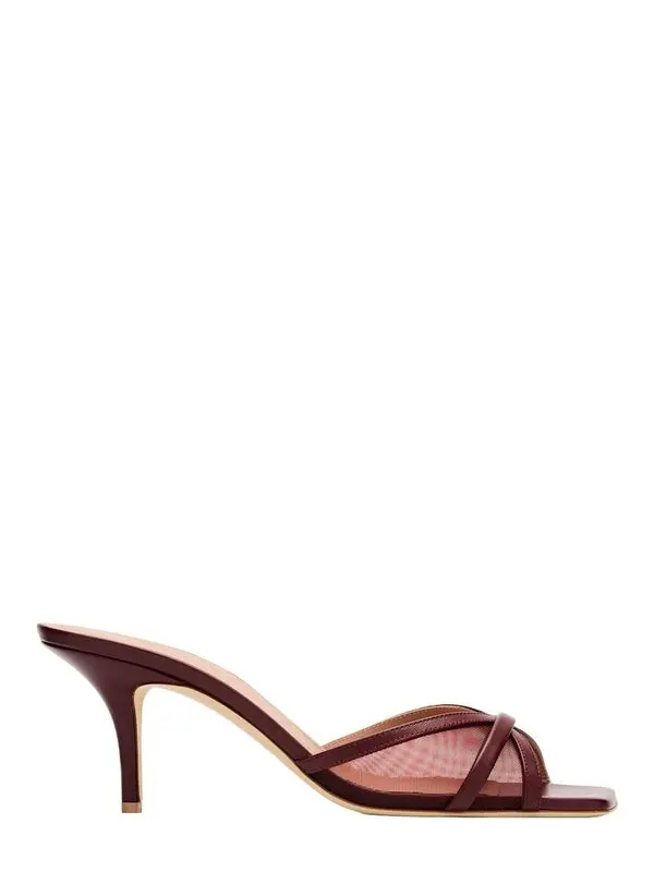 MALONE SOULIERS Perla Leather And Mesh Sandals - Dark Red