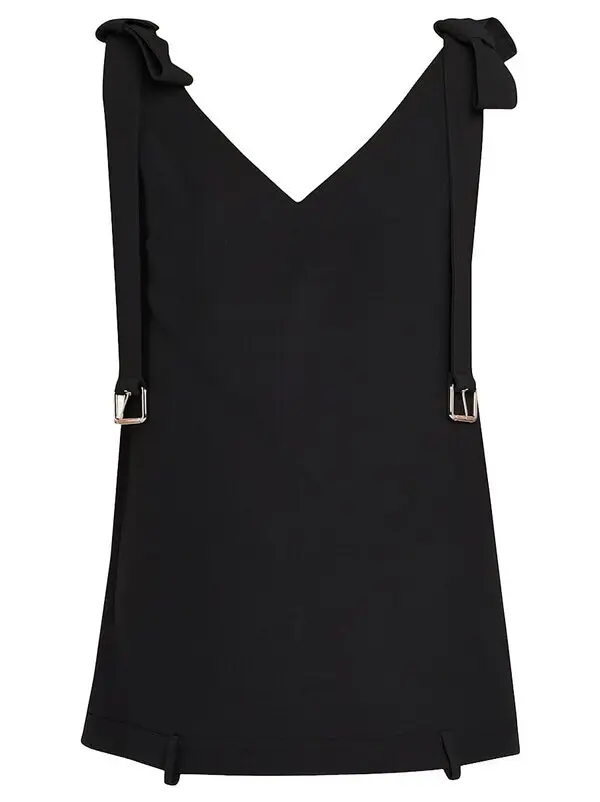 Monse V-neck Shoulder-tie Mini Dress - Black
