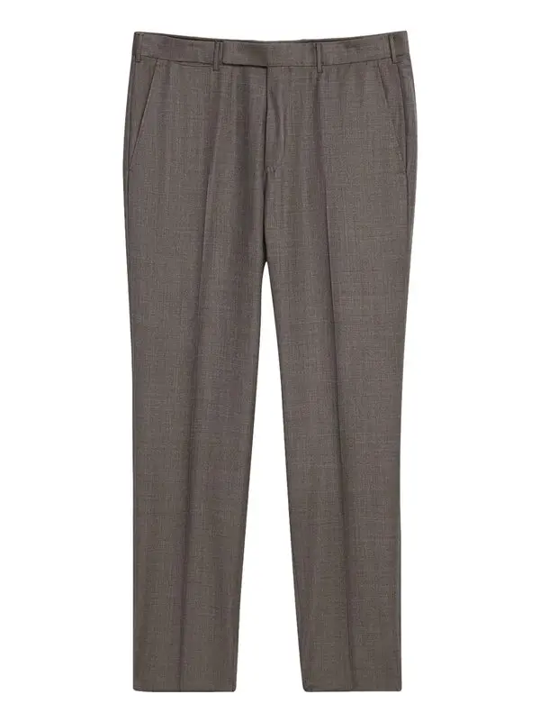 Zegna Wool Sharkskin Modern Fit Trousers - Md Brw Sld