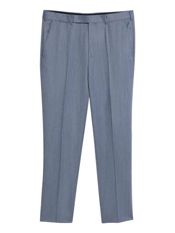 Zegna Cavalry Twill Sharkskin Trousers - Br Blu Sld