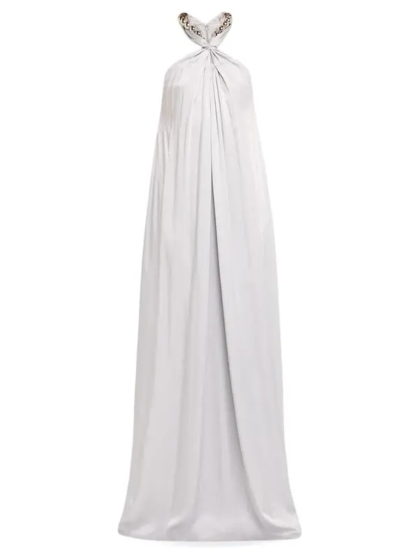 Stella McCartney Ball-collar Satin Halter Gown - Pearl Blue
