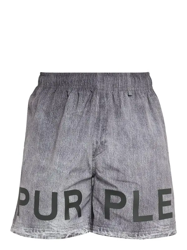 PURPLE BRAND Faux Denim All Around Logo Shorts - Grey