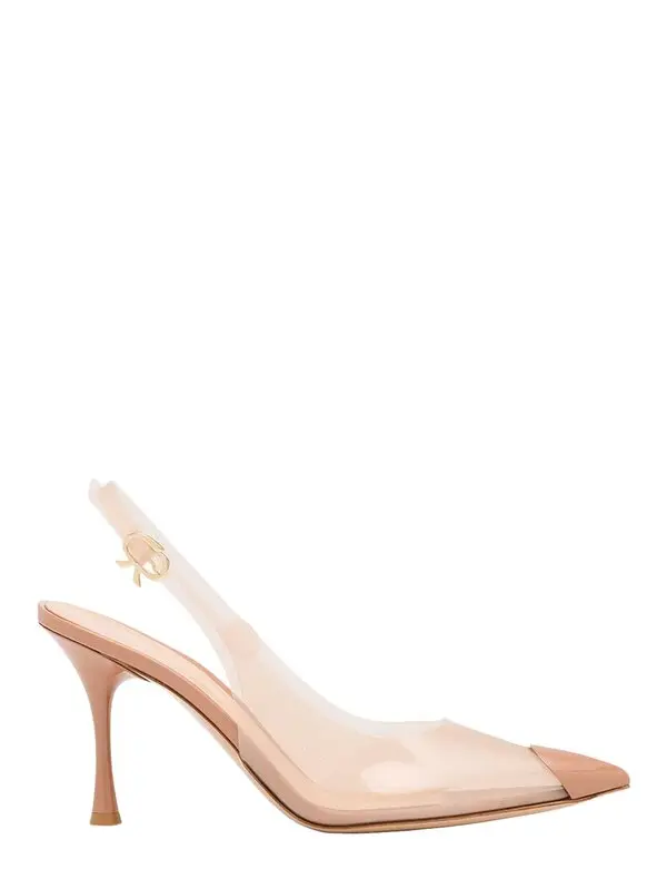 GIANVITO ROSSI Plexi Patent Leather Cap-toe Slingback Pumps - Praline