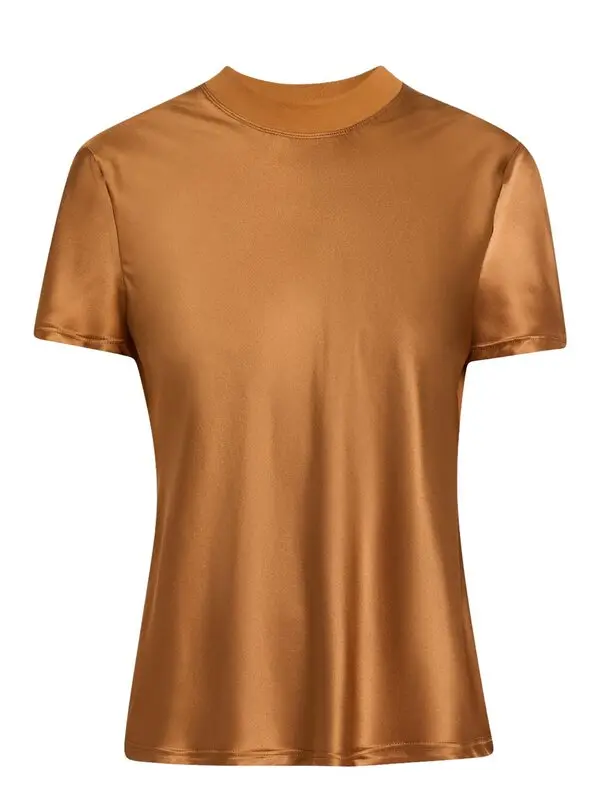Rosetta Getty Mixed-media Bias Silk T-shirt - Copper