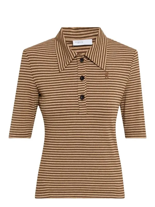 Rosetta Getty Striped Short-sleeve Polo Shirt - Tanbrown