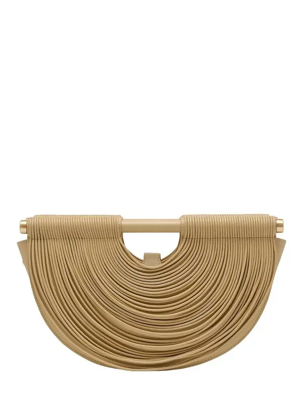 Cult Gaia Lou Draped Leather Clutch - Sand