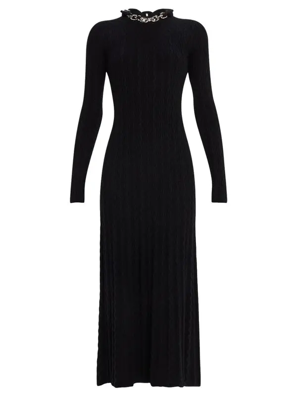 Rabanne Chain Collar Wool-cashmere Midi Sweater Dress - Black