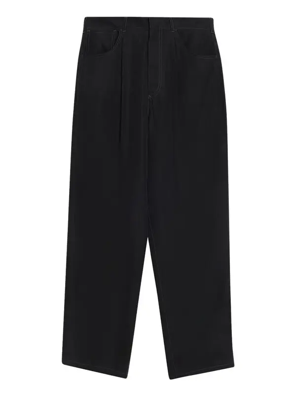Giorgio Armani Lyocell Relaxed-fit Pleated Trousers - Solid Black